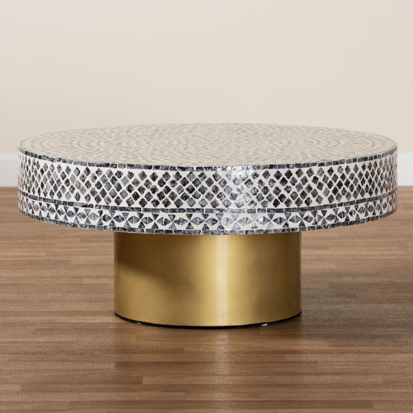 Mercer41 Bali & Pari Idra Coastal Black And White Mother Of Pearl Capiz Shell Coffee Table | Wayfair